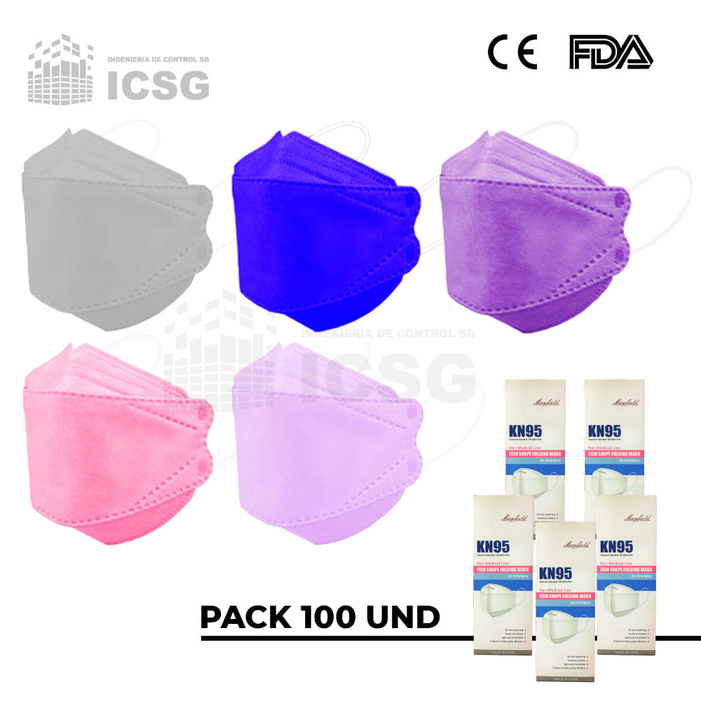 Mascarilla Kn95 Fish Shape - 100 Unidades De Colores/ Pack De 5 Cajas ...