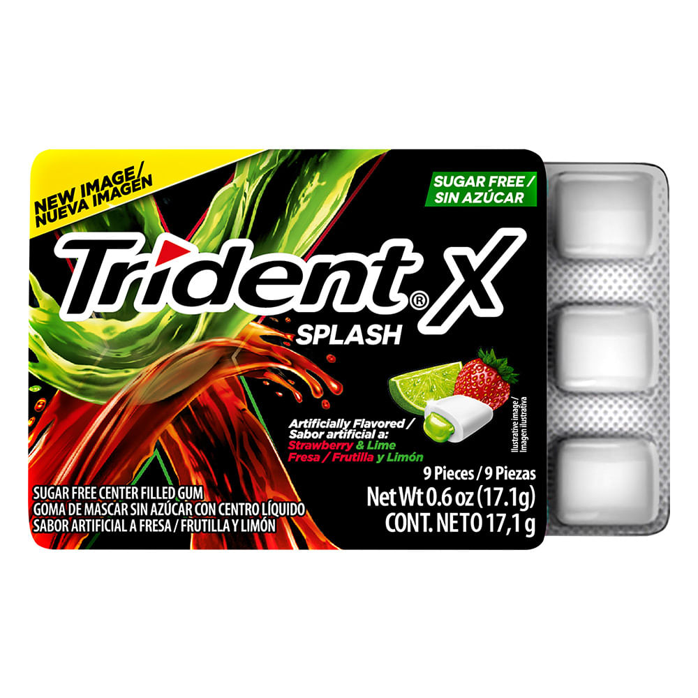 Goma de Mascar TRIDENT Splash Fresa Bolsa 17.1g | plazaVea - Supermercado Goma de Mascar TRIDENT Splash Fresa Bolsa 17.1g | plazaVea - Supermercado