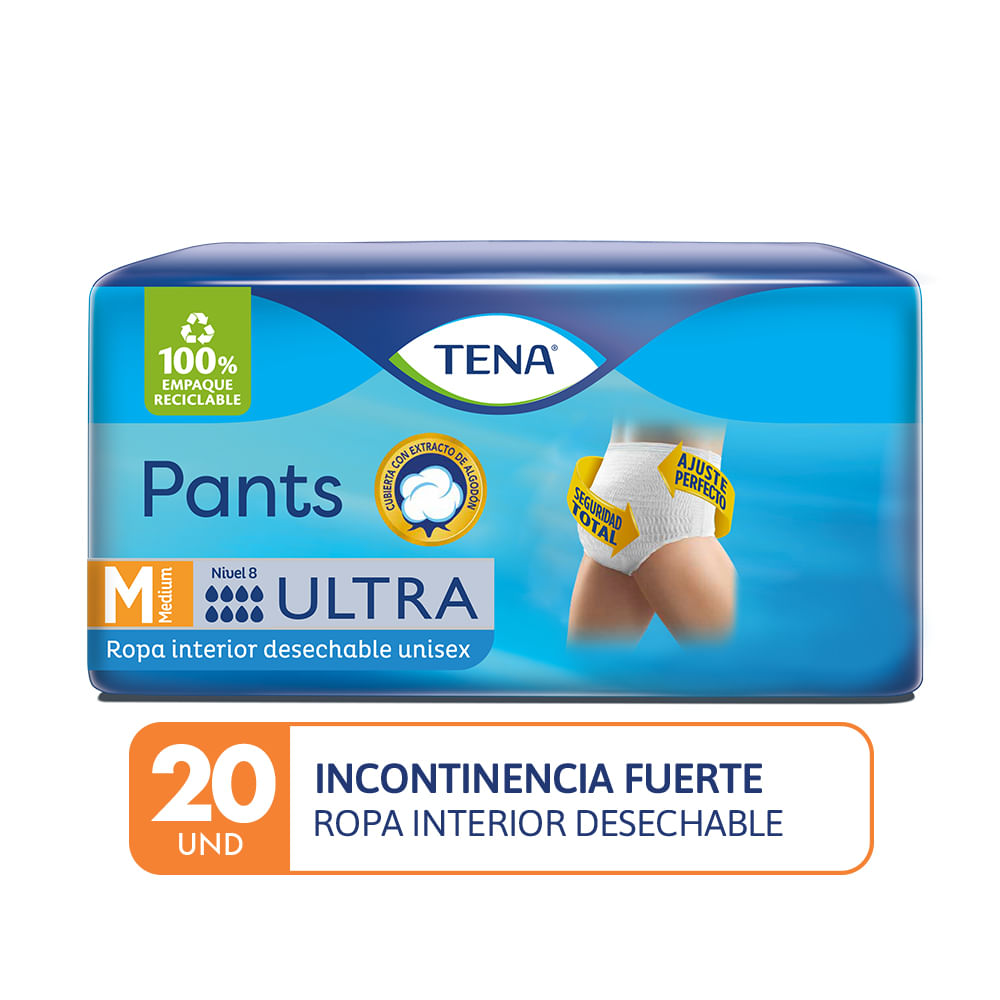Ropa interior desechable TENA Pants Ultra Incontinencia Fuerte Talla M ...