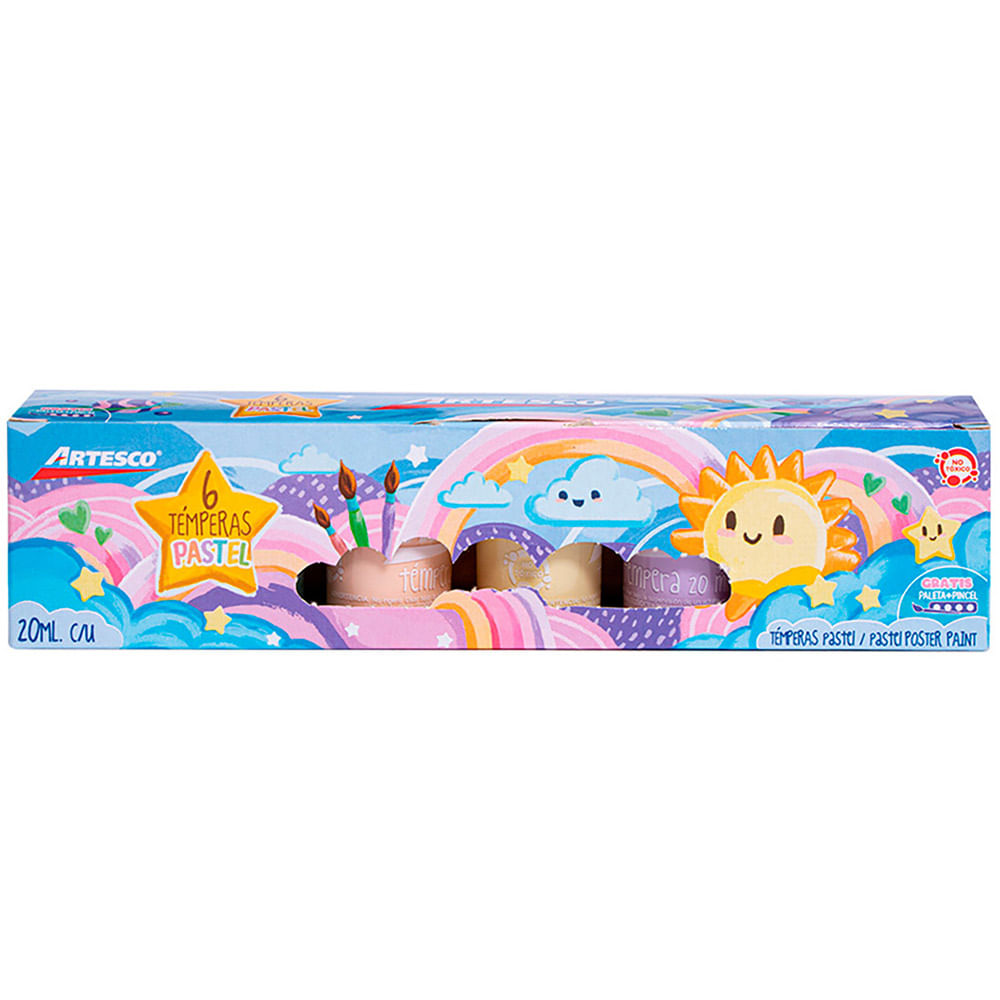Set de Témperas ARTESCO Past Pote 20ml Paquete 6un + Pincel + Paleta ...