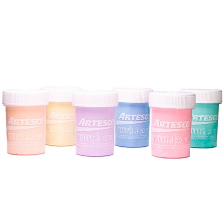 Set de Témperas ARTESCO Past Pote 20ml Paquete 6un + Pincel + Paleta ...