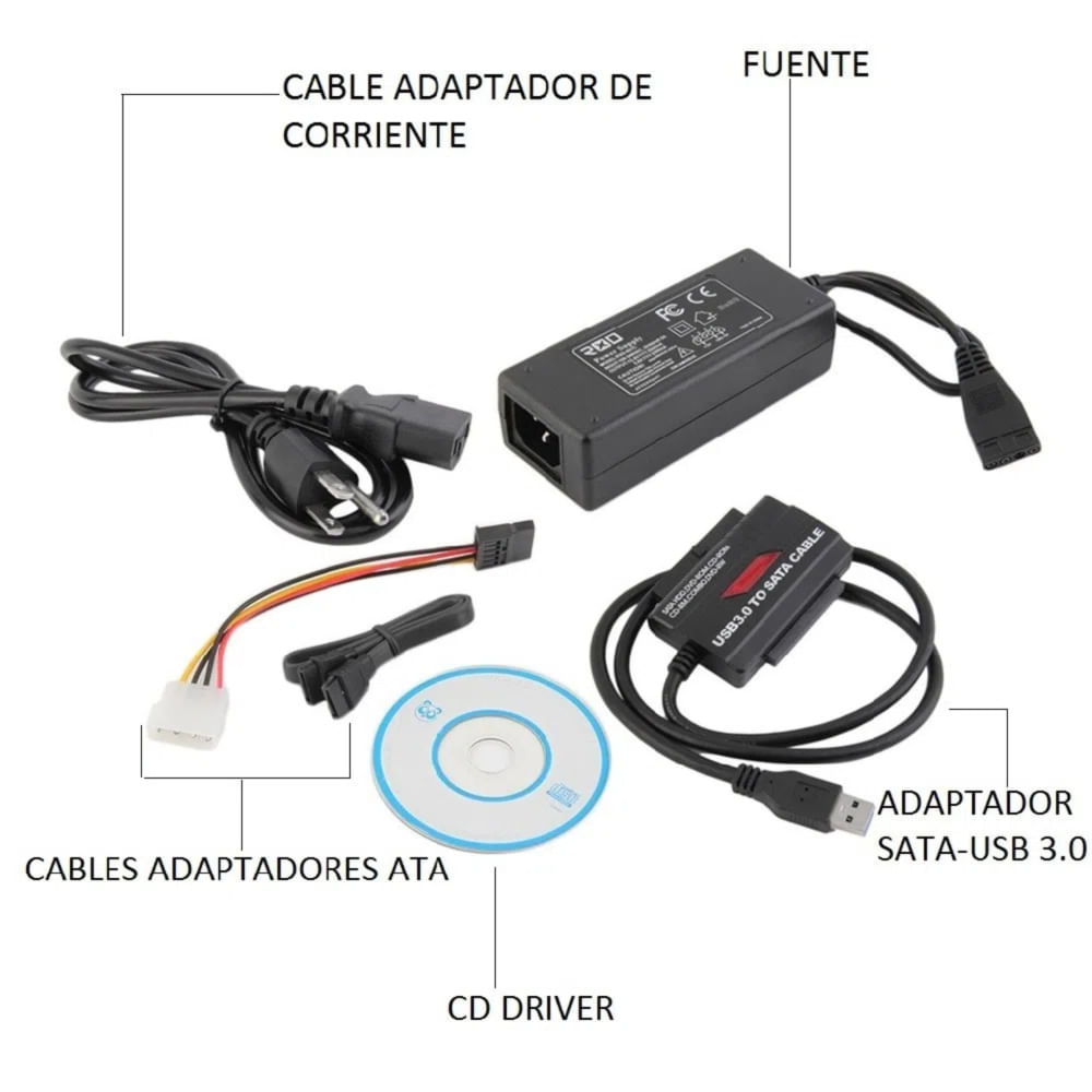 Convertidor IDE y Sata 3.5 2.5 a USB 3.0 Disco Duro DVD CD | plazaVea ...