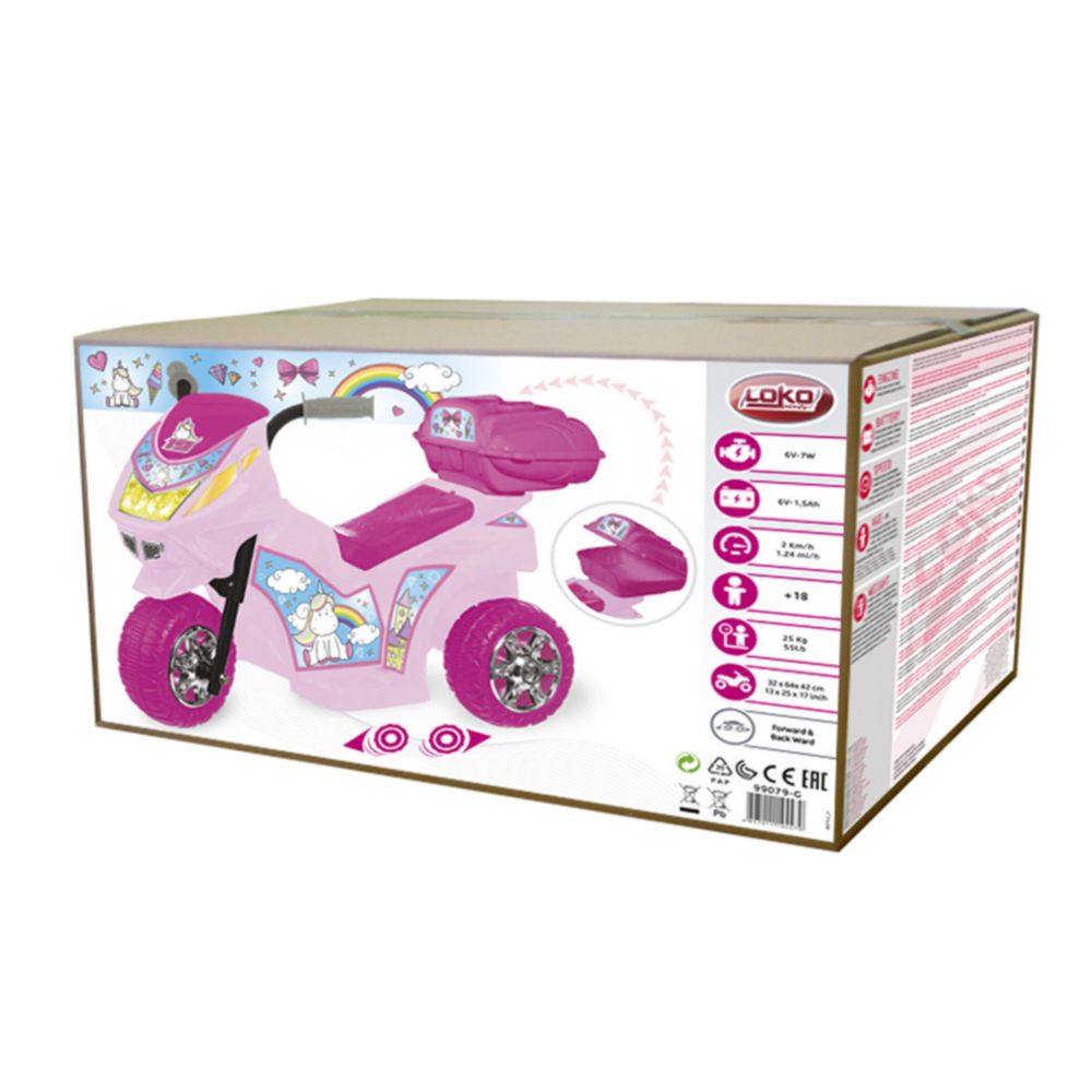 Moto De 3 Ruedas Loko Toys Rosada A Batería 99079-G 6 Voltios ...
