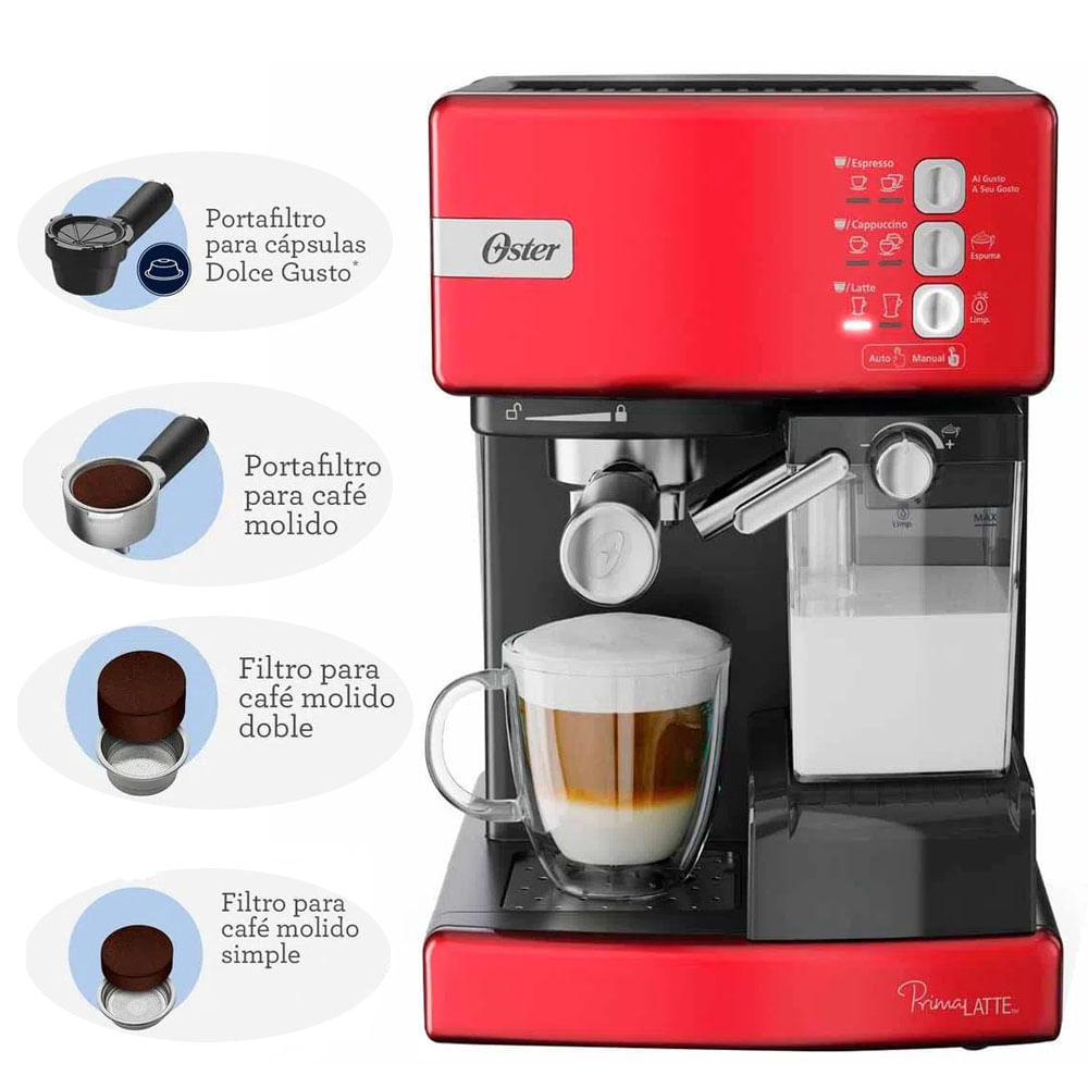 Cafetera Automática Oster BVSTEM6603R PrimaLatte Espresso | plazaVea ...