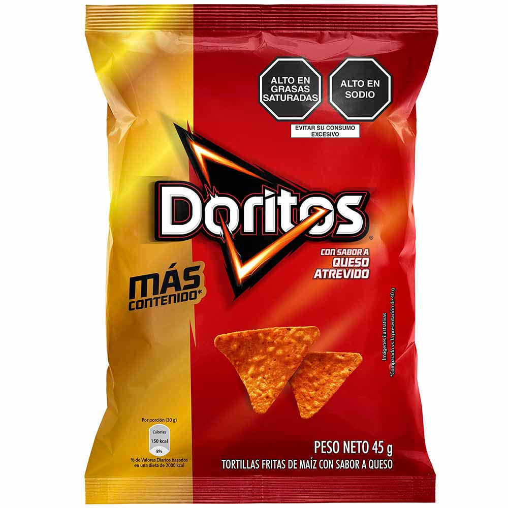 Tortillas de Maíz DORITOS Queso Atrevido Bolsa 45g | plazaVea ...