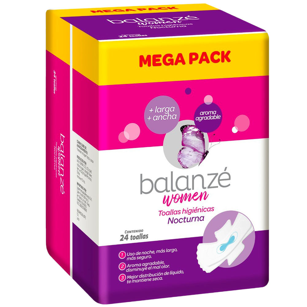 Toallas Higiénicas Nocturna BALANZÉ WOMEN Paquete 24un | plazaVea ...
