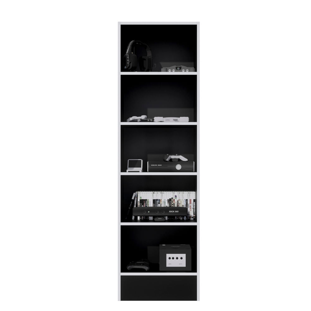 Estante Gamer NR01 177×52 5 Repisas Movenda Muebles Negro con Blanco ...