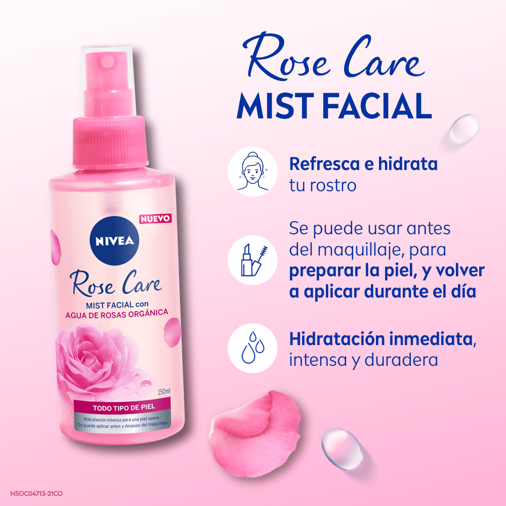 Mist Spray Facial Refrescante NIVEA Rose Care Frasco 150ml | plazaVea ...