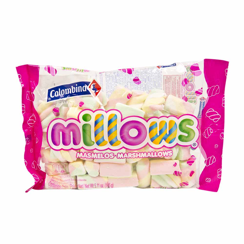 Marshmallow COLOMBINA Millows surtidos Bolsa 145Gr - Supermercado