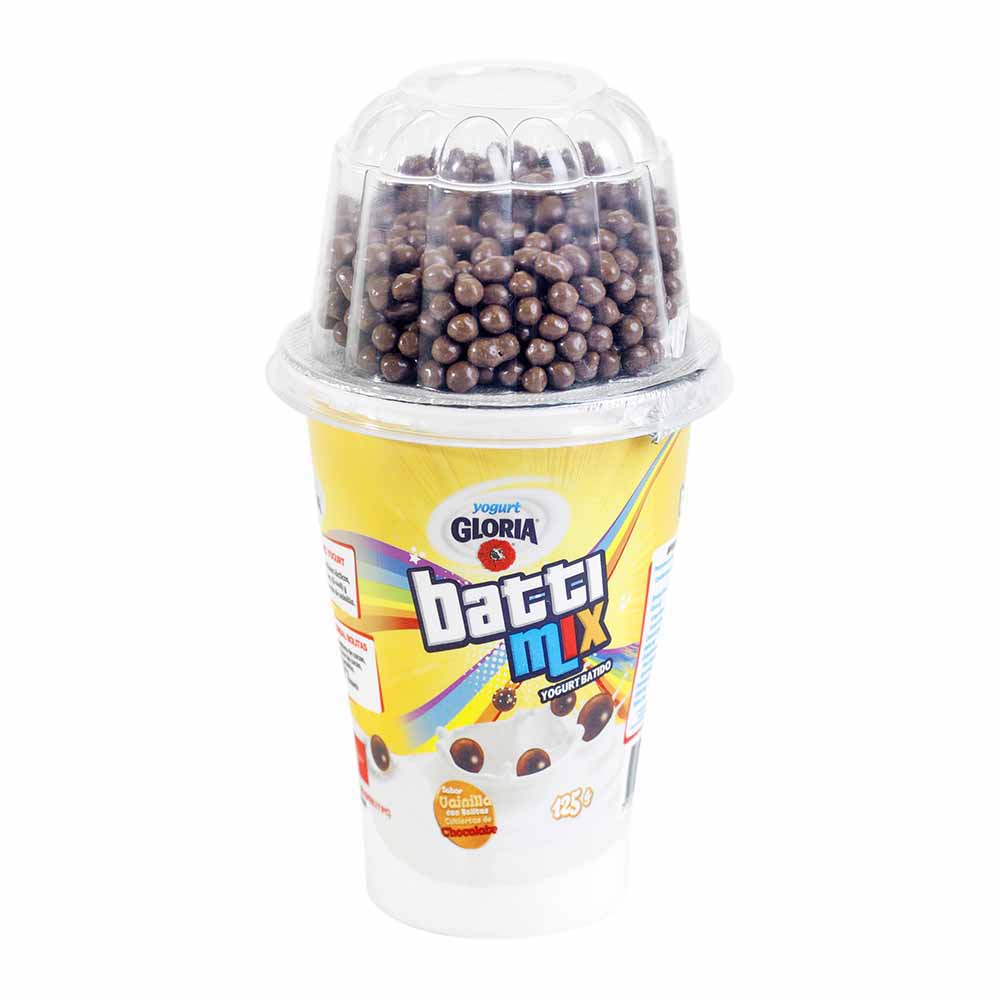 Yogurt GLORIA Batti Mix Vainilla con Bolitas de Chocolate Vaso 125g ...