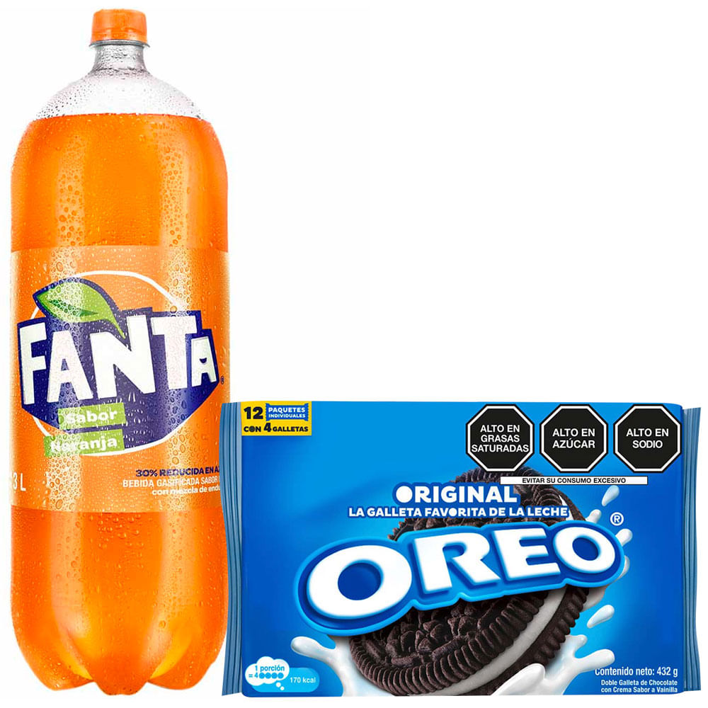 Pack Galleta OREO Twelve Paquete 432g + Gaseosa FANTA Naranja Botella ...