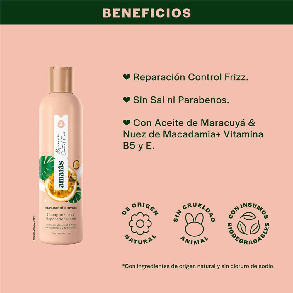 Shampoo AMARÁS Reparación Divina Frasco 400ml | plazaVea - plazaVea