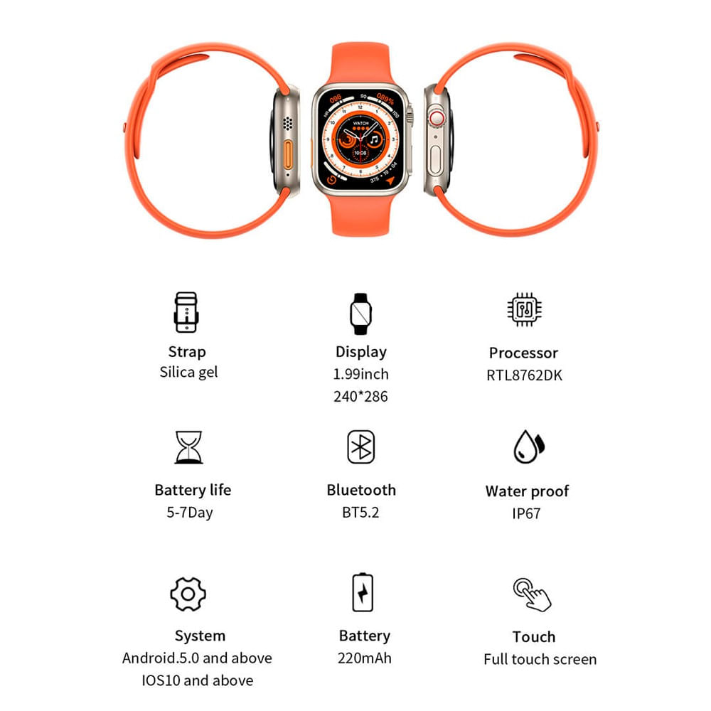 Smartwatch Ultra Rdfit Serie 8 Negro + Gratis Correa | plazaVea - plazaVea