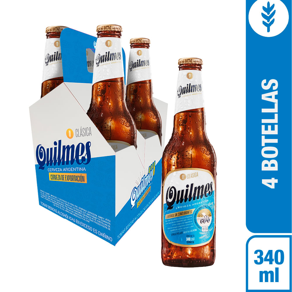 Pack Cerveza QUILMES 4 Pack Botella 340ml | plazaVea - Supermercado