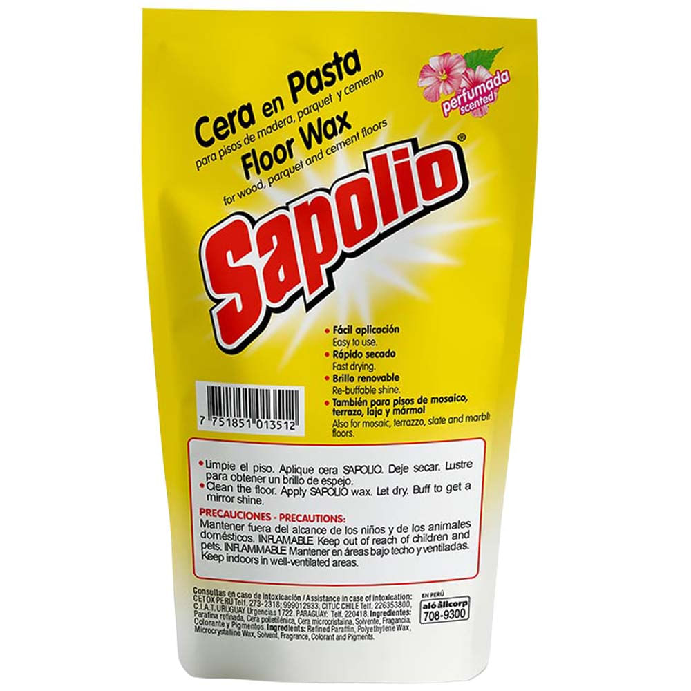 Cera en pasta SAPOLIO Amarilla Doypack 300Ml | plazaVea - plazaVea