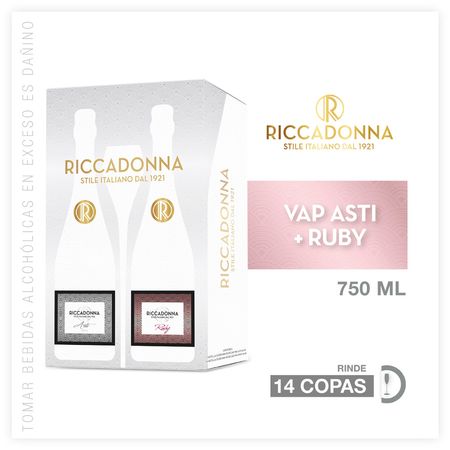 Pack Espumante RICCADONNA Asti Botella 750ml + Ruby Botella 750ml ...