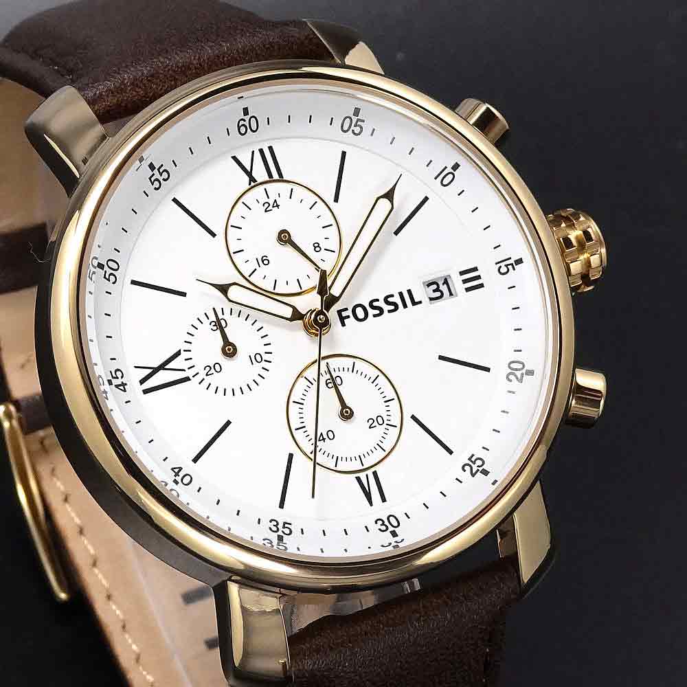 Reloj Fossil Rehtt BQ1009 Para Hombre Fecha Cronómetro Correa de Cuero ...