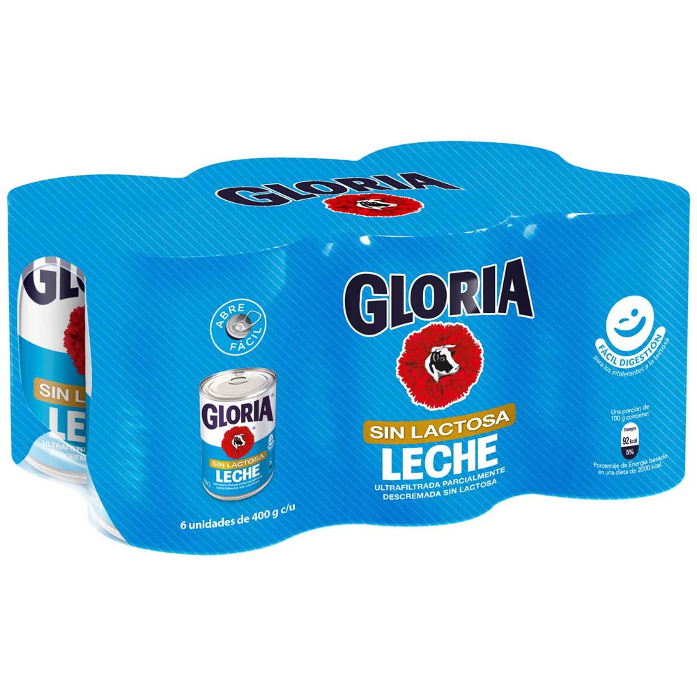 Leche GLORIA sin Lactosa Lata 400g Paquete 6un| plazaVea - Supermercado