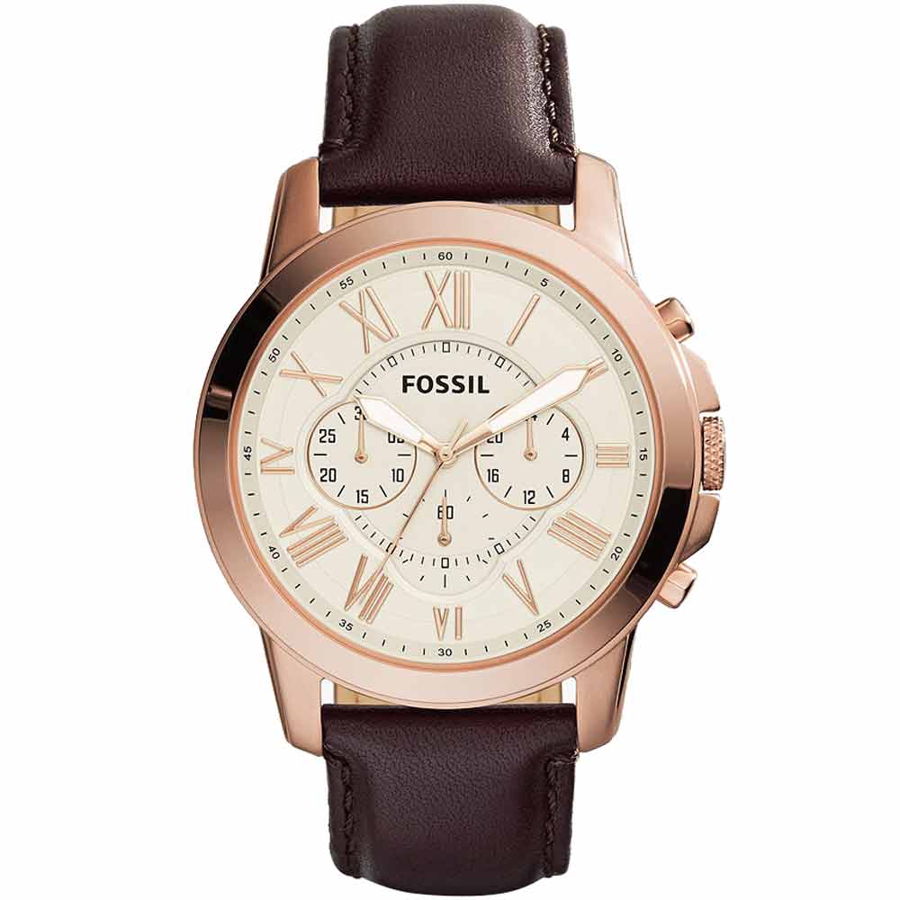 Reloj Fossil Grant FS4991 Para Hombre Cronómetro Correa de Cuero Marrón ...