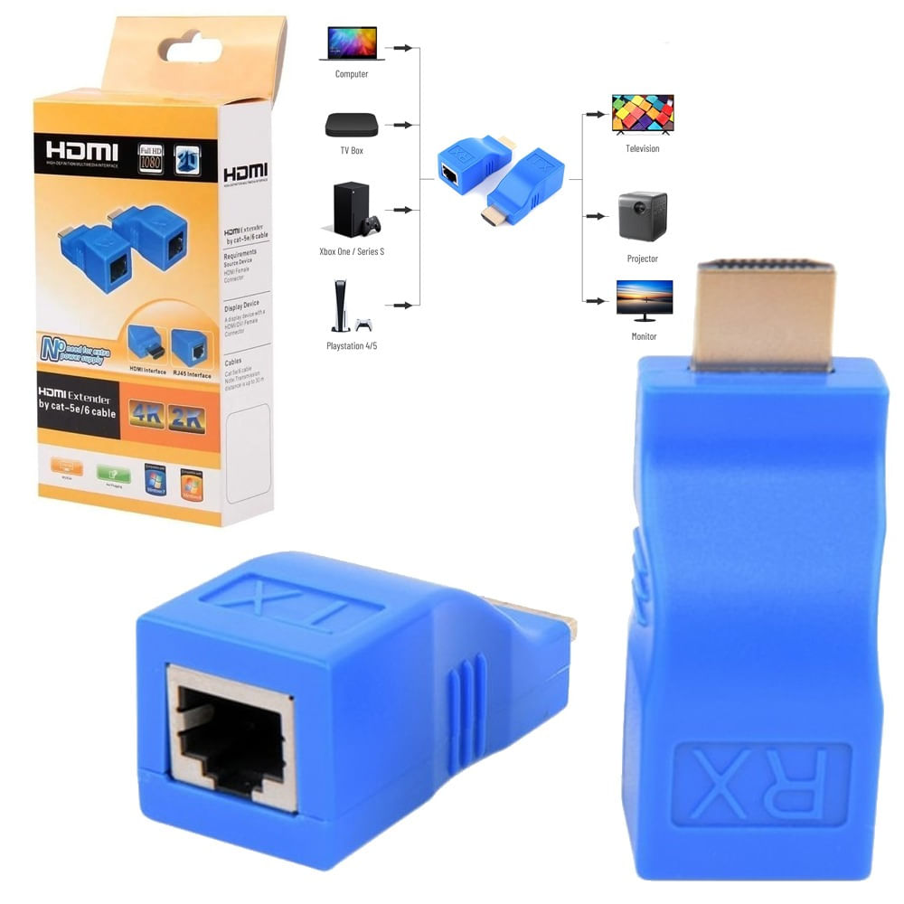 Extender Extensor Hdmi Rj45 Utp 4k 30 Metros Hdmi Extender | plazaVea ...