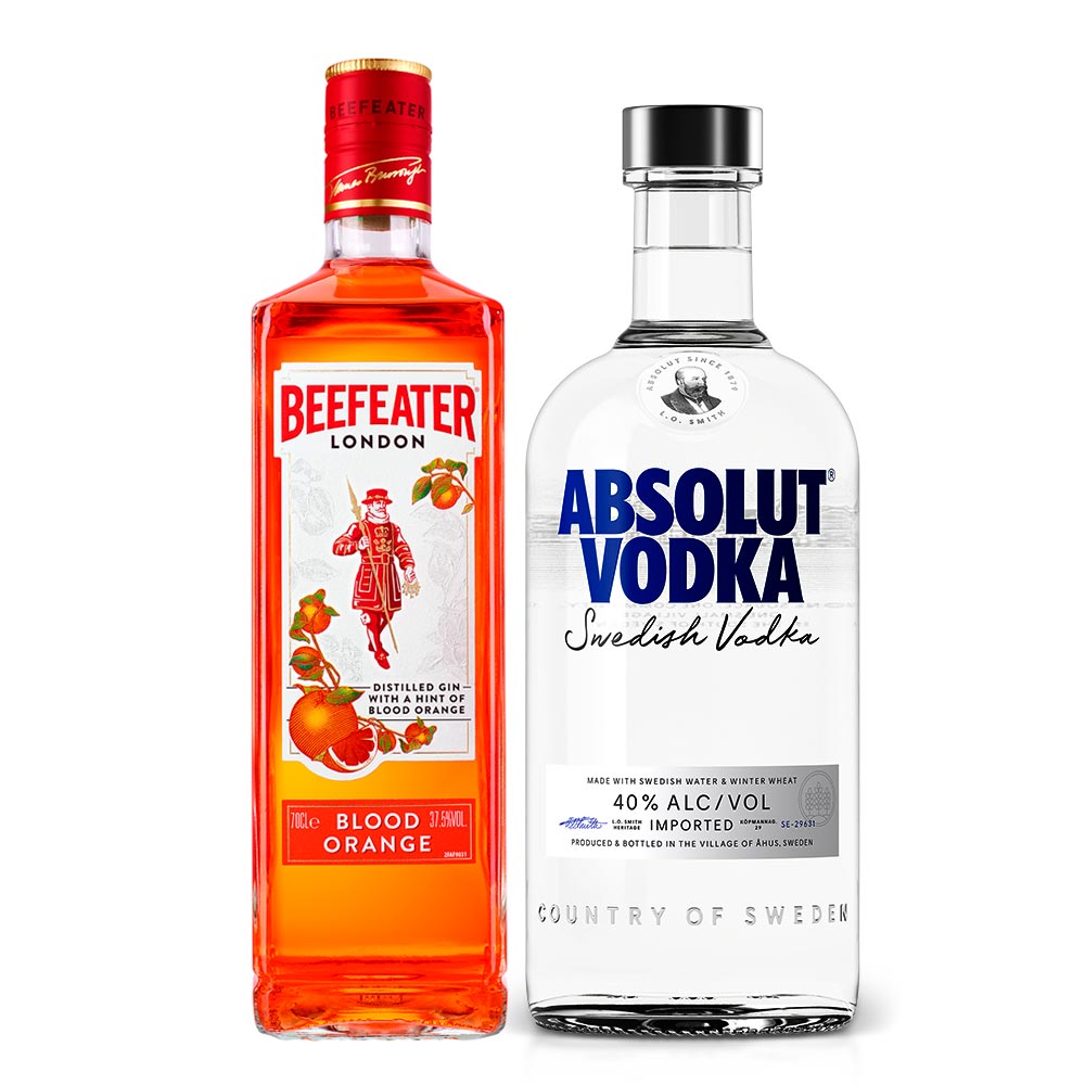Pack Vodka ABSOLUT Botella 700ml + Gin BEEFEATER Orange Botella 700ml ...