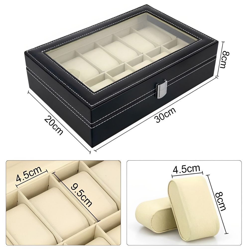 Caja Porta Relojes De Lujo Elegante 12 Compartimientos Plazavea Supermercado