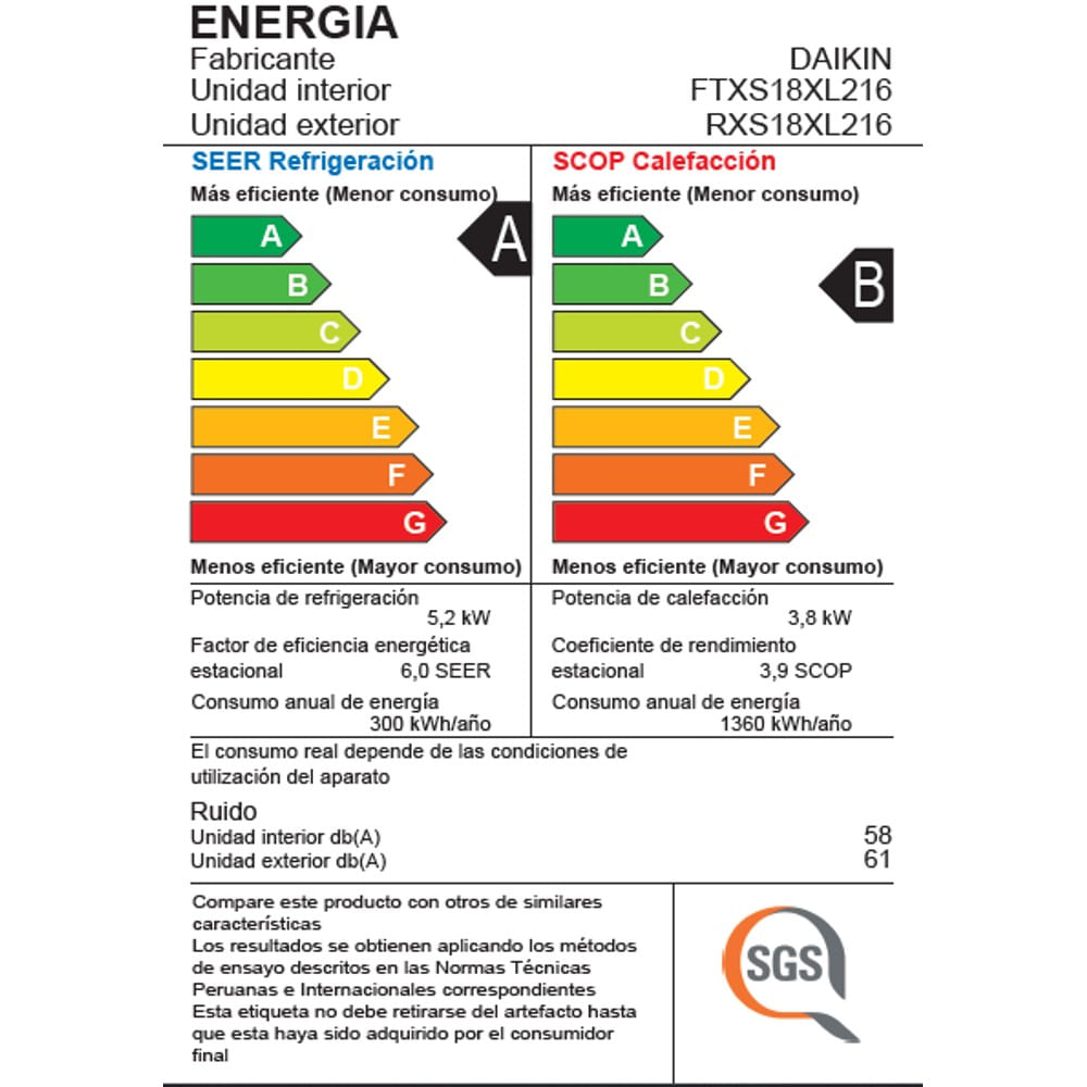 Aire Acondicionado Daikin 18,000BTU 20 a 30m2 Frío-Calor Inverter ...