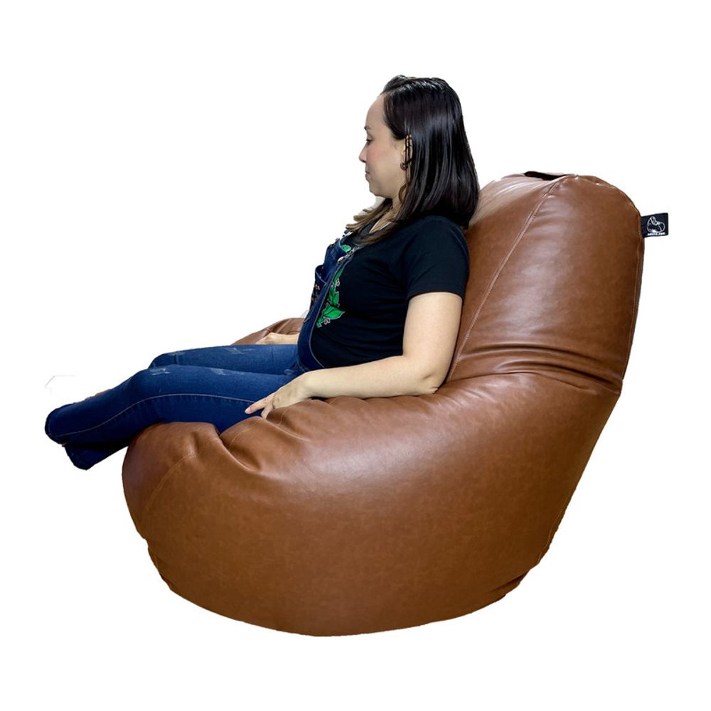 Puff Sillon Jumbo en Ultra cuero Mundo Puff Peru color Marron Habano ...