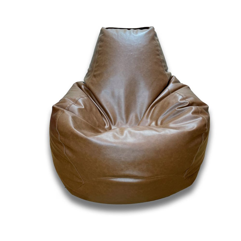 Puff Sillon Jumbo en Ultra cuero Mundo Puff Peru color Marron Habano ...