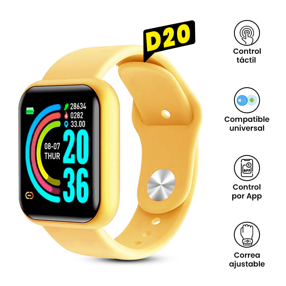 Smartwatch D20 Amarillo | plazaVea - plazaVea
