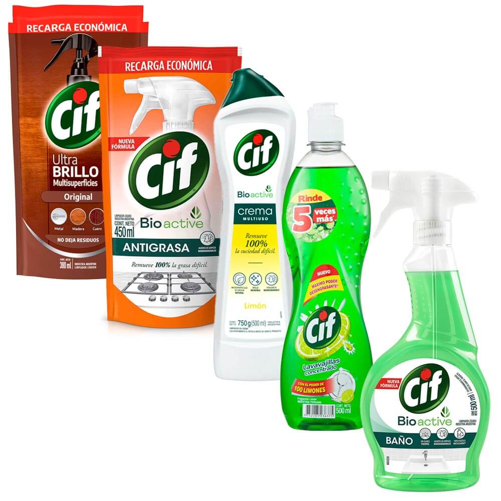 Pack CIF Limpiador Ultra Brillo 380ml + Antigrasa 450ml + Crema ...