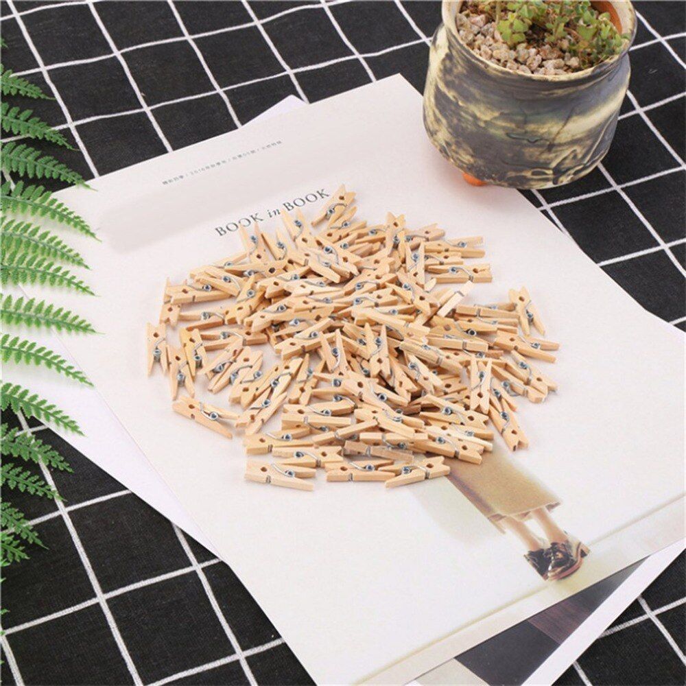 Juego de Mini Ganchos Pinzas de Madera para Decoración x100 pzas ...