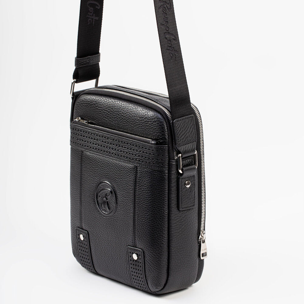 Morral Para Hombre Mediano Con Logo De Marca Embozado Renzo Costa Mrc 2256 Black Lux Plazavea
