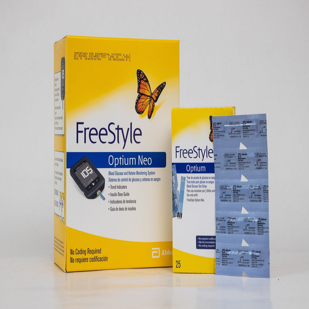 Kit Glucometro Abbott FreeStyle Optium Neo y Tiras Reactivas Caja x25 ...