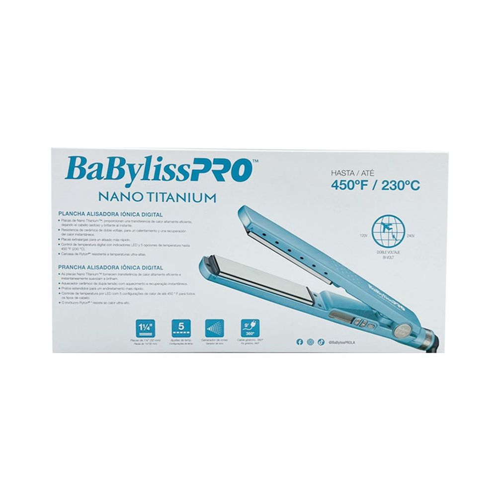 Plancha Alisadora Babyliss Profesional BNT4091TPE Nano Titanium Digital ...