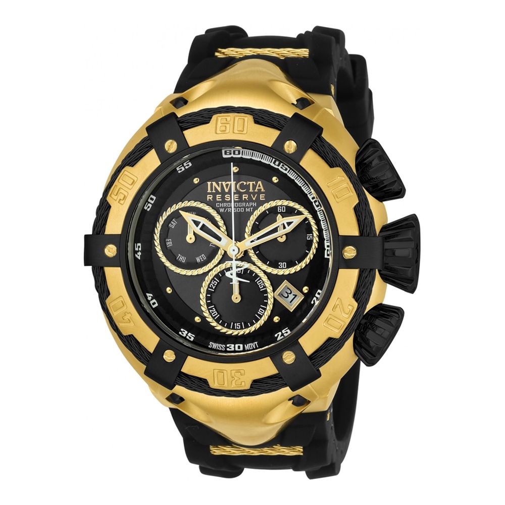 Reloj Invicta Reserve Acero Dorado con Negro y Silicona Negra 21353 ...