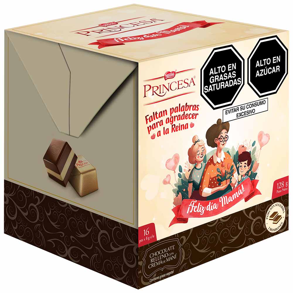 Chocolate PRINCESA Nestlé Relleno con Crema de Maní Caja 128g ...