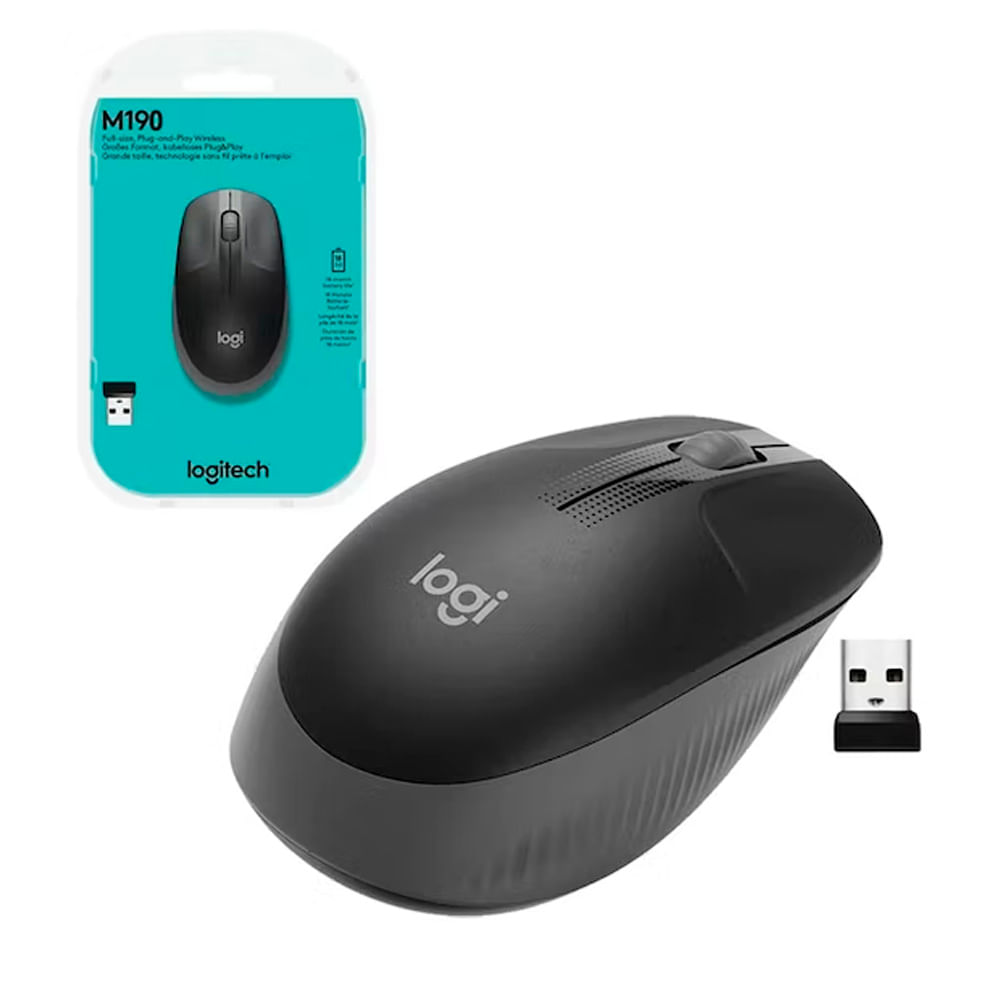 Mouse Logitech M190 Inalambrico Full Size Negro Original y Garantia ...