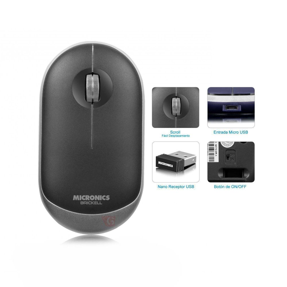 Mouse Inalámbrico Recargable USB Micronics Brickell Negro | plazaVea ...
