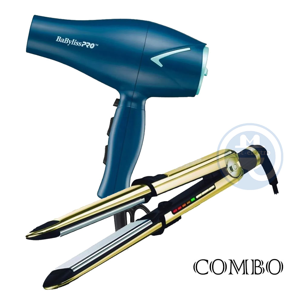 Combo Babyliss Profesional Alisadora Optima 3000 BNTG3000TPE y Secador ...