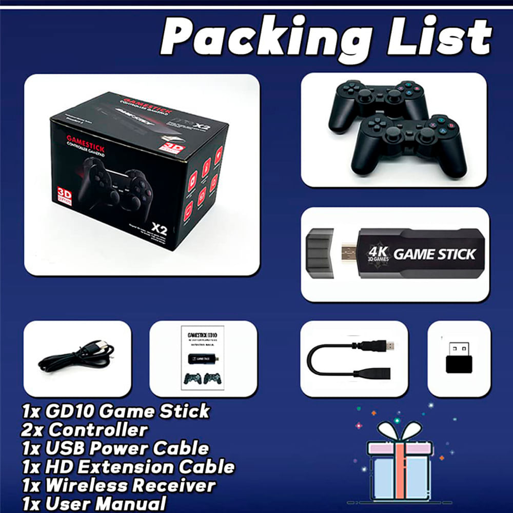 Consola Retro Game Stick X2 Plus 4K HD PS1 PSP SN64 30000 Juegos con ...