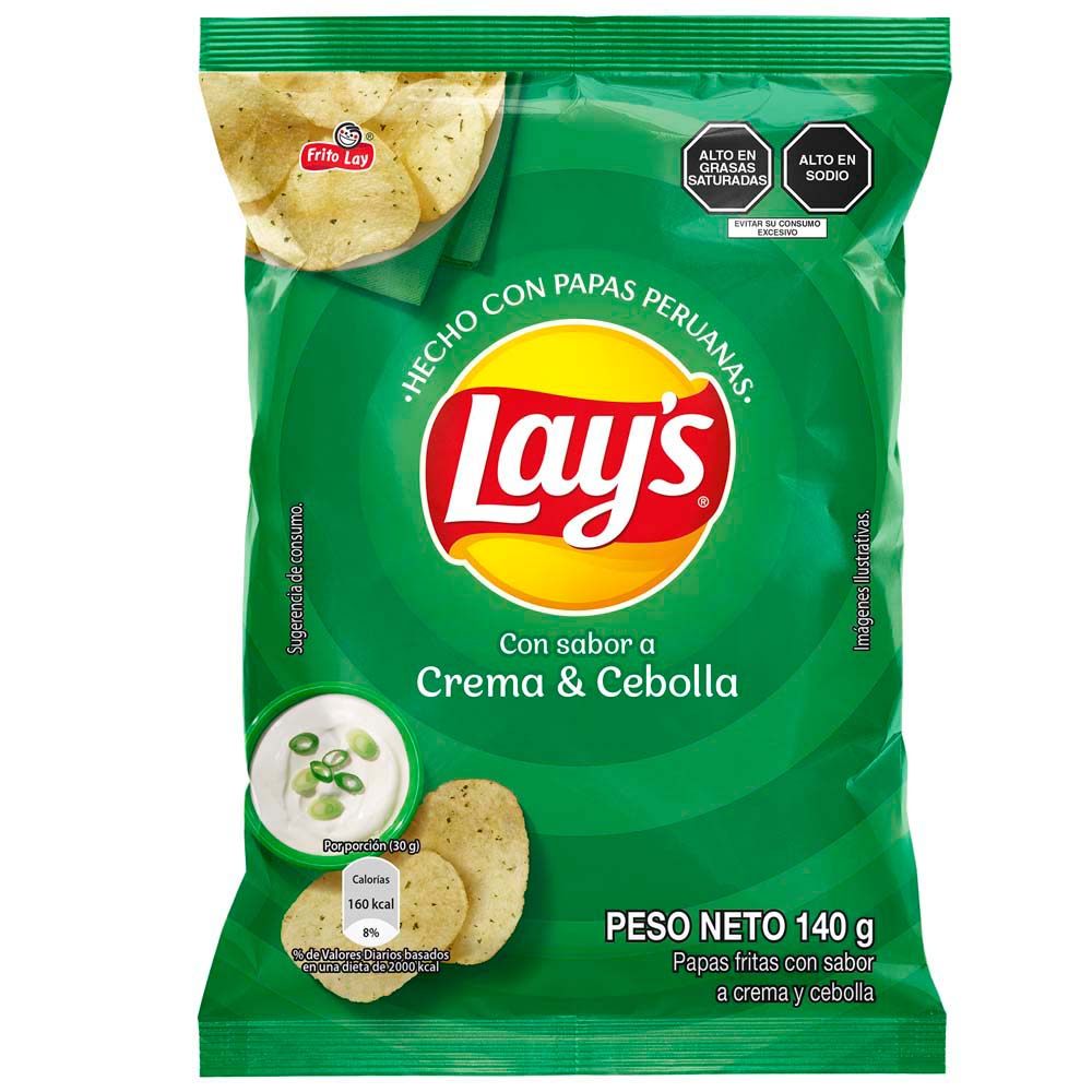 Papas LAY'S Crema y Cebolla Bolsa 140g | plazaVea - Supermercado