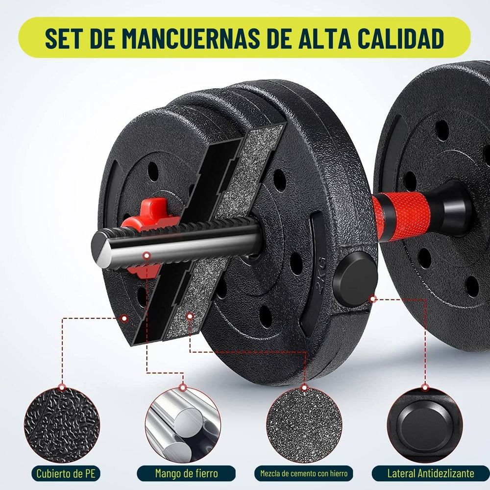 Set Pesas Convertible 30 Kilos Mancuerna Rusa Recta | plazaVea - plazaVea