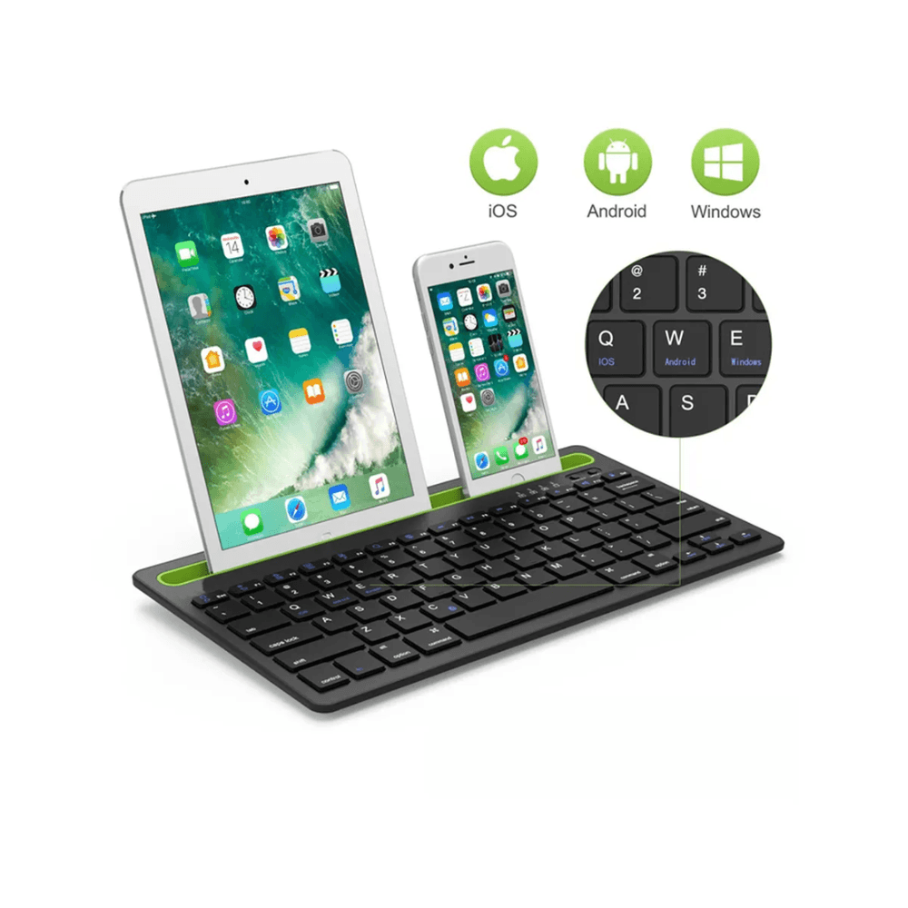Teclado Universal Bluetooth Doble Canal y Soporte para Celular Tablet ...