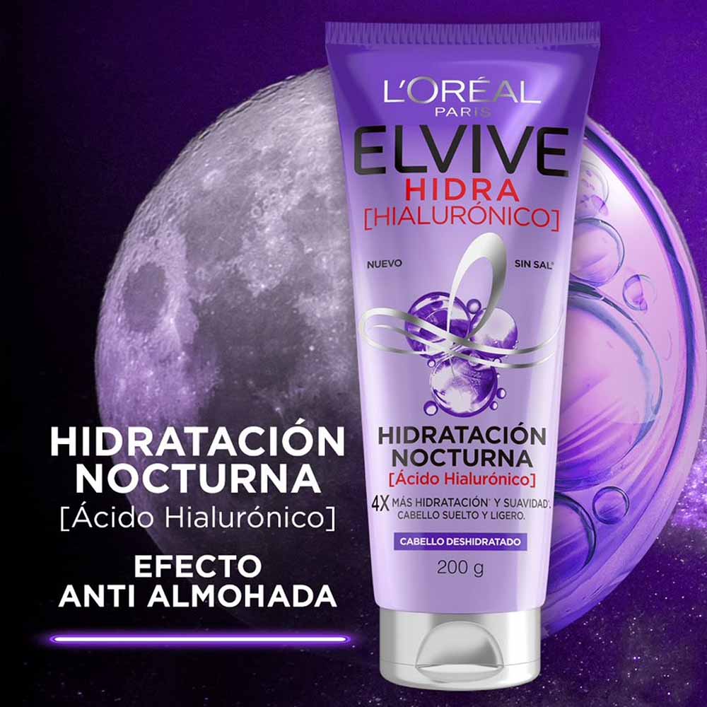 Crema de Tratamiento para Cabello ELVIVE Hidratación Nocturna con Ácido ...