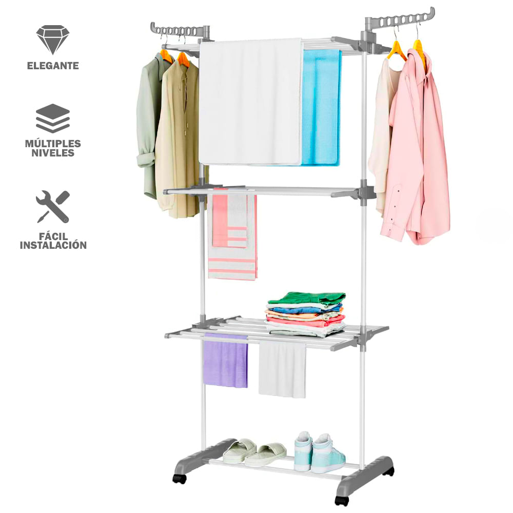 Colgador de Ropa Tendedero Plegable Estante Organizador 4 Niveles J72 ...
