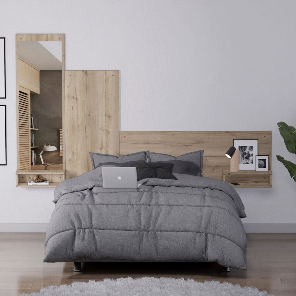 Cabecera Flotante 2 Plazas Olivo con Espejo Movenda Duna | plazaVea ...