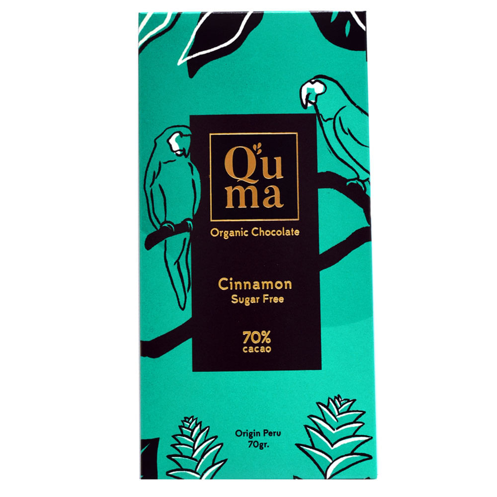 Perú Pasión - Barra de Chocolate Q'UMA Canela 70% Cacao Sin Azúcar Caja ...