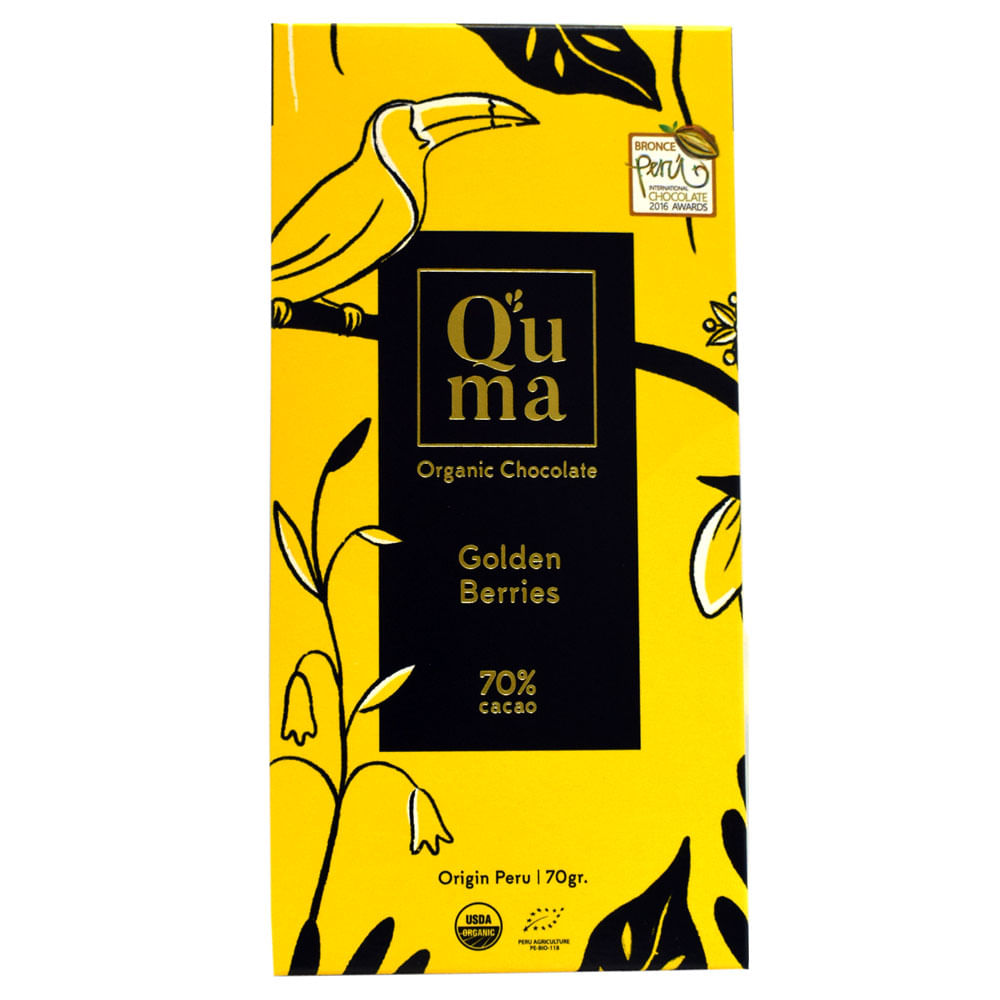 Perú Pasión - Barra de Chocolate Q'UMA Aguaymanto 70% Cacao Sin Azúcar ...