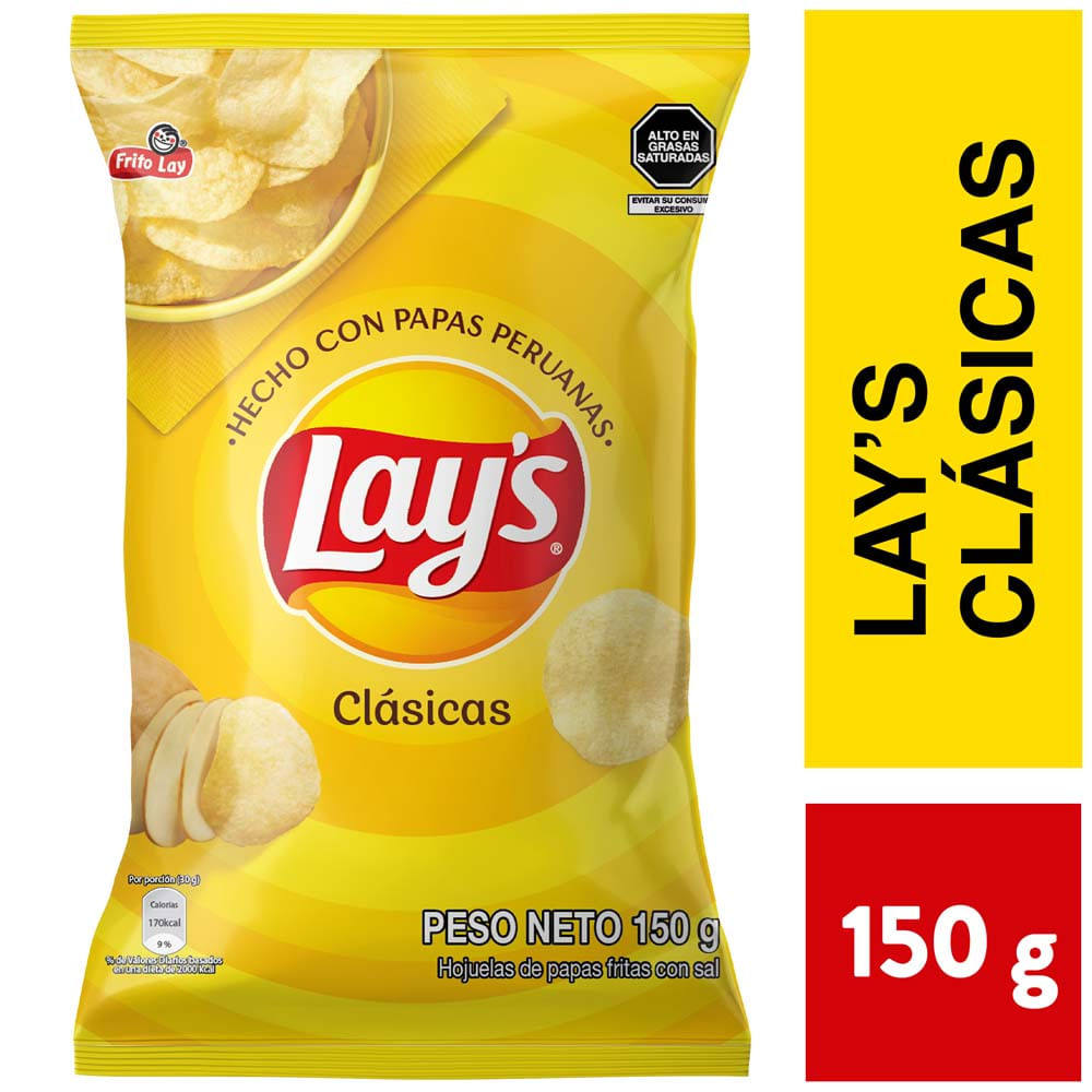 Papas LAY'S Clásicas Bolsa 150g | plazaVea - Supermercado